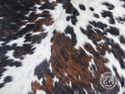 Genuine Tricolor Cowhide Rug Cow Skin Leather Area Rug XL 6 x 7 - 8 ft.