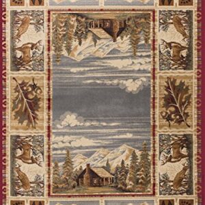 Universal Rugs Lakeside Retreat Area Rug, 9' x 12', Red