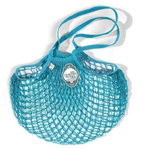 the french filt le fillet regular shoulder carrying cotton net shopping bag – filt medium bag in turquoise