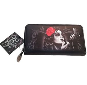 dga angels day of the dead rockabilly bonita women’s clutch zippered wallet