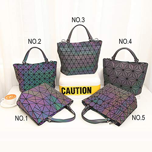 Geometric Luminous Purses and Handbags Holographic Purse Lumikay Bag Reflective Leather Irredescent Tote NO.4