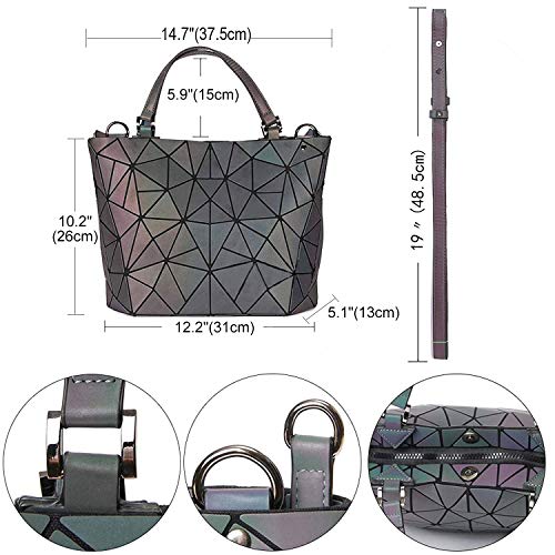 Geometric Luminous Purses and Handbags Holographic Purse Lumikay Bag Reflective Leather Irredescent Tote NO.4