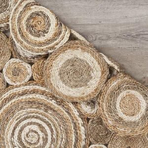 LR Home Natural Jute Area Rug, 6' Round, Bleach Gray