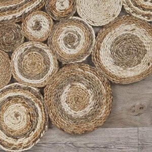 LR Home Natural Jute Area Rug, 6' Round, Bleach Gray