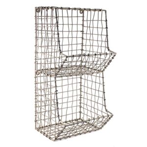 colonial tin works mini rustic wire general store wall bin,gray,7½”w x 7″d x 16″t