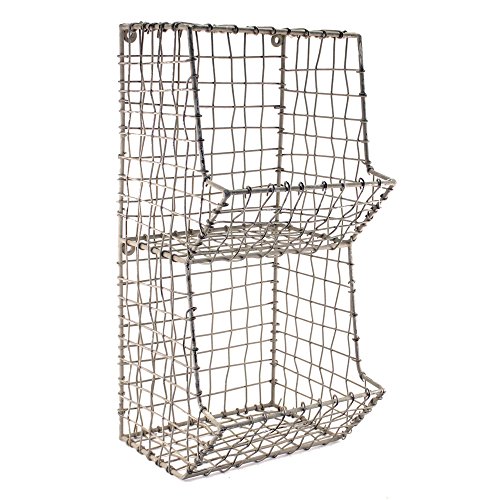 Colonial Tin Works Mini Rustic Wire General Store Wall Bin,Gray,7½"W x 7"D x 16"T