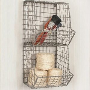 Colonial Tin Works Mini Rustic Wire General Store Wall Bin,Gray,7½"W x 7"D x 16"T