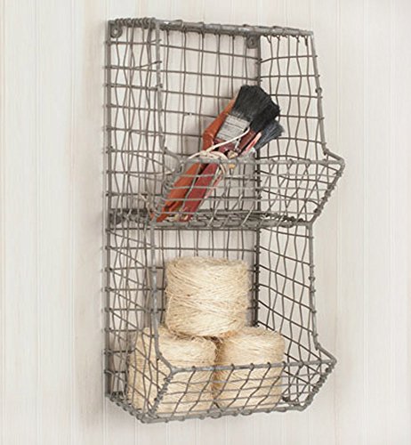 Colonial Tin Works Mini Rustic Wire General Store Wall Bin,Gray,7½"W x 7"D x 16"T