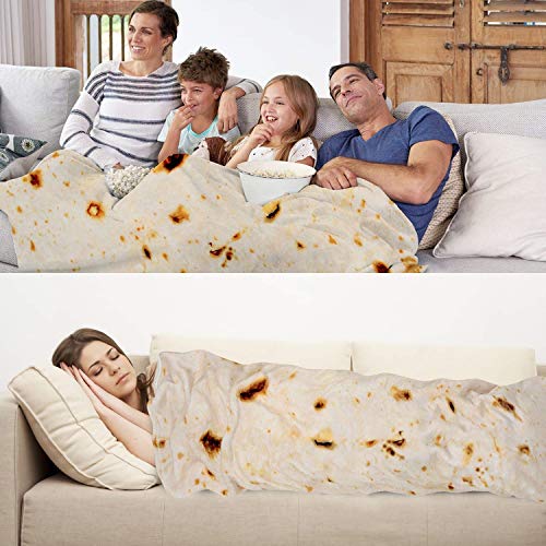 JpGdn Burrito Tortilla Blanket, Mexico Wrap Throw Blanket Round Novelty Tortilla Wrap Egg Roll Carpet for Adults and Kids to be a Giant Human Burrito Flannel Fleece (Blanket-B, 180cm(70in))