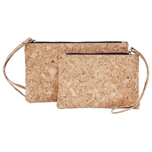 boshiho natural cork clutch wristlet wallet cell phone card holder coin purse bag (2 size)