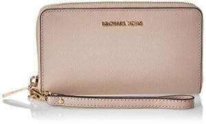 michael kors jet set travel large flat multifunction women’s leather phone case soft pink one size