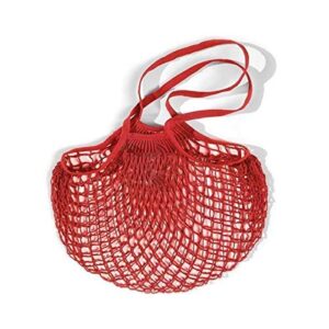 the french filt le fillet regular shoulder carrying cotton net shopping bag – filt medium bag in coral (anemone)