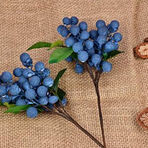 DS. DISTINCTIVE STYLE Artificial Blueberries 4 Pieces Lifelike Faux Fruit Berries Fake Flowers for Decoration (Blue)