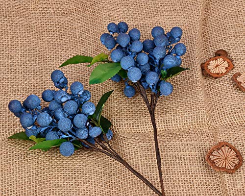 DS. DISTINCTIVE STYLE Artificial Blueberries 4 Pieces Lifelike Faux Fruit Berries Fake Flowers for Decoration (Blue)