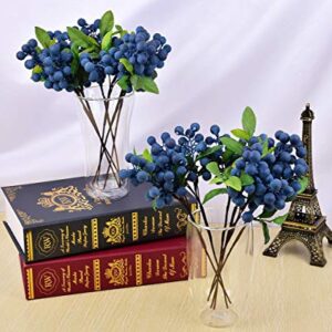 DS. DISTINCTIVE STYLE Artificial Blueberries 4 Pieces Lifelike Faux Fruit Berries Fake Flowers for Decoration (Blue)