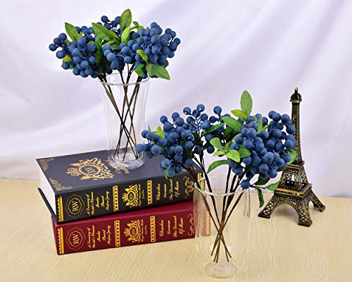 DS. DISTINCTIVE STYLE Artificial Blueberries 4 Pieces Lifelike Faux Fruit Berries Fake Flowers for Decoration (Blue)