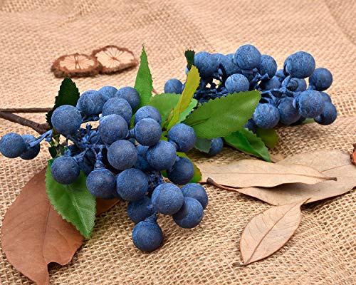 DS. DISTINCTIVE STYLE Artificial Blueberries 4 Pieces Lifelike Faux Fruit Berries Fake Flowers for Decoration (Blue)