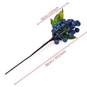 DS. DISTINCTIVE STYLE Artificial Blueberries 4 Pieces Lifelike Faux Fruit Berries Fake Flowers for Decoration (Blue)