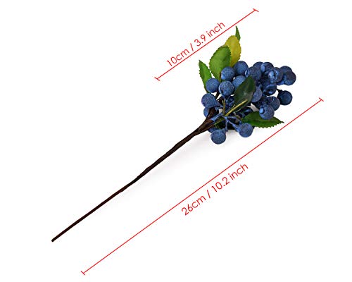 DS. DISTINCTIVE STYLE Artificial Blueberries 4 Pieces Lifelike Faux Fruit Berries Fake Flowers for Decoration (Blue)