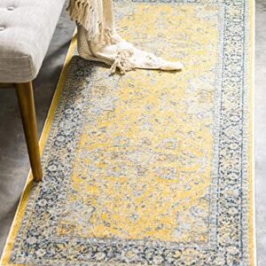 Unique Loom Baracoa Collection Area Rug - Prado (2' 2" x 6' 1" Runner, Yellow/ Ivory)