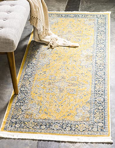 Unique Loom Baracoa Collection Area Rug - Prado (2' 2" x 6' 1" Runner, Yellow/ Ivory)