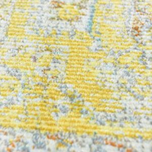 Unique Loom Baracoa Collection Area Rug - Prado (2' 2" x 6' 1" Runner, Yellow/ Ivory)