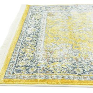 Unique Loom Baracoa Collection Area Rug - Prado (2' 2" x 6' 1" Runner, Yellow/ Ivory)