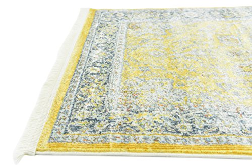 Unique Loom Baracoa Collection Area Rug - Prado (2' 2" x 6' 1" Runner, Yellow/ Ivory)