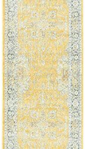 Unique Loom Baracoa Collection Area Rug - Prado (2' 2" x 6' 1" Runner, Yellow/ Ivory)