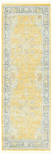 Unique Loom Baracoa Collection Area Rug - Prado (2' 2" x 6' 1" Runner, Yellow/ Ivory)