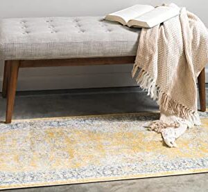 Unique Loom Baracoa Collection Area Rug - Prado (2' 2" x 6' 1" Runner, Yellow/ Ivory)