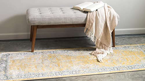 Unique Loom Baracoa Collection Area Rug - Prado (2' 2" x 6' 1" Runner, Yellow/ Ivory)