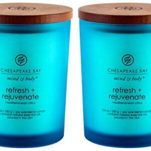 Chesapeake Bay Candle Scented Candles, Refresh + Rejuvenate (Mediterranean Citrus), Medium (2-Pack)