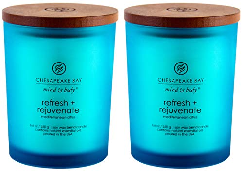 Chesapeake Bay Candle Scented Candles, Refresh + Rejuvenate (Mediterranean Citrus), Medium (2-Pack)