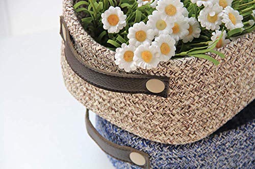 1 Pack Cotton Rope Basket,Small Woven Basket,10 3/8 inch X 7 3/4 inch X 4 3/4 inch， Baby Cotton Basket, Children's Home Decor (Blue)