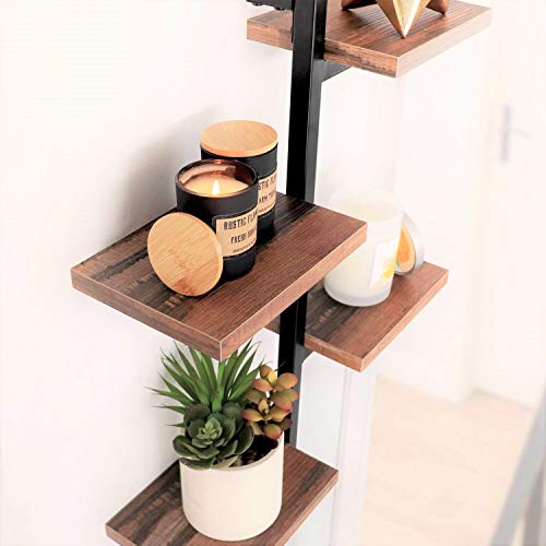 Wall Mounted Hanging Shelves, Wall Floating Display Shelf, Unique for Bathroom, Bedroom, Living Room Wall Decor, Rustic Brown