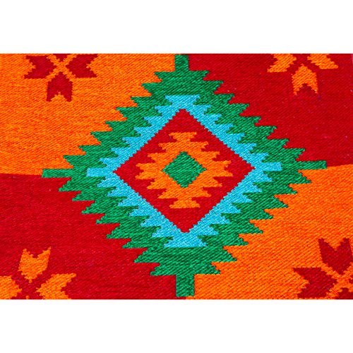 Secret Sea Collection, Mexican Area Rug, Washable Reversible Entrance Kitchen Bathroom Living Room Bedroom Dinning Room Country Farmhouse Authentic (2' x 4' ft, Red,Orange-Turquoise)