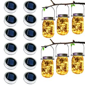 upgraded solar mason jar lid light,multicolor 30led light string fairy firefly jar lid light (3 colors)including 12 hangers(excluding jars)best for mason jars terrace garden decoration