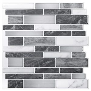 art3d 10-sheet self-adhesive tile backsplash for kitchen, vinyl decorative tiles, 12″x12″