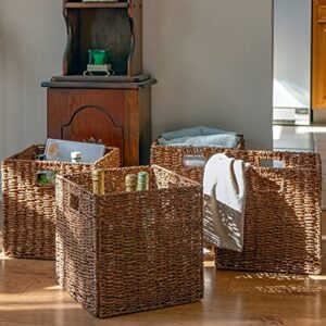 Trademark Innovations Foldable Storage Basket, 12"L x 12"W x 12"H, Brown, 4 Pack