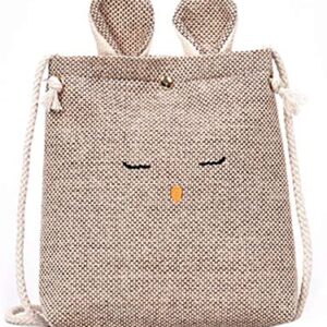 BCDshop Small Shoulder Bag for Women Girl Lovely Burlap Animal Ears Crossbody Bags Purse (Khaki)