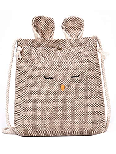 BCDshop Small Shoulder Bag for Women Girl Lovely Burlap Animal Ears Crossbody Bags Purse (Khaki)