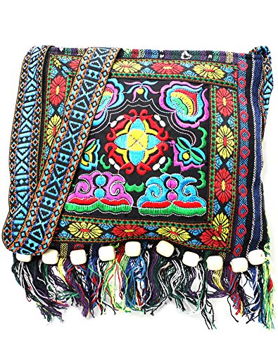 Fringe Tassel Shoulder Messenger Bag Women Hobo Shoulder Bags Crossbody Tote Handbag (10x11 Inches, Blue)