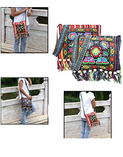 Fringe Tassel Shoulder Messenger Bag Women Hobo Shoulder Bags Crossbody Tote Handbag (10x11 Inches, Blue)