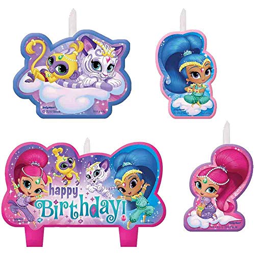 Amscan Shimmer and Shine Happy Birthday Candle Sets (4 ct) One Size, Multicolor 170332