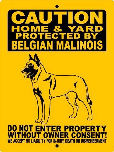 Printt Belgian Malinois Aluminum Guard Dog Sign 2496HYBM Aluminum &quotANIMALZRULE Original Design - &quotNO ONE Else is AUTH0RIZED to Sell This Sign