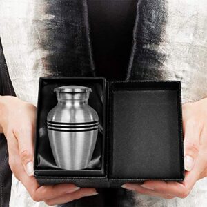 Trupoint Memorials Small Keepsake Urn for Human Ashes - Set of 1 - Beautiful and Timeless Token to Remember Your Loved One Lost - with Box and Velvet Bag -Find Comfort (Pewter Classic)