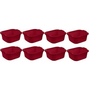 sterilite convenient extra large multi-functional home 12-quart standard sink dish washing storage pan, red (8 pack)