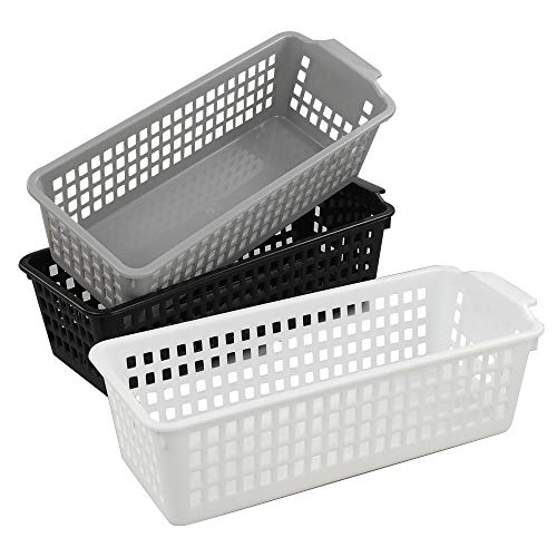 Utiao Plastic Storage Organizer Basket Trays, White, Grey, Black(6 Packs)