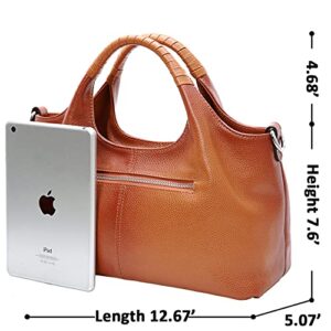 Iswee Genuine Leather Purses and Handbags for Women Shoulder Bag Top Handle Satchel Ladies Hobo Crossbody Bags (Sorrel)